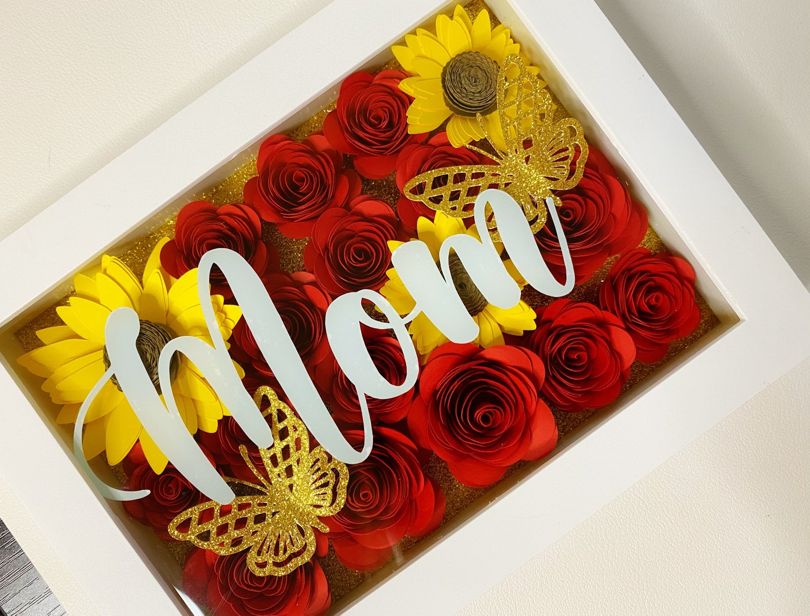 Personalized Shadow Box Paper Flower Shadow Box Gift for - Etsy