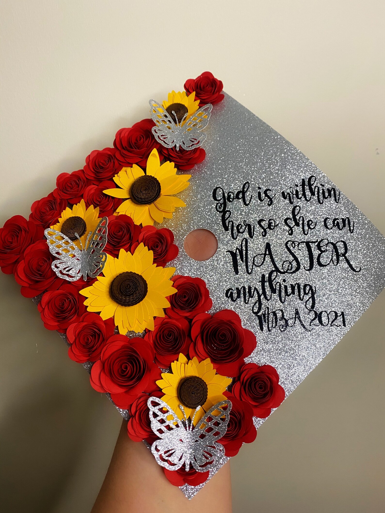 Graduation Cap Topper With 3D Roses Sunflowers and - Etsy