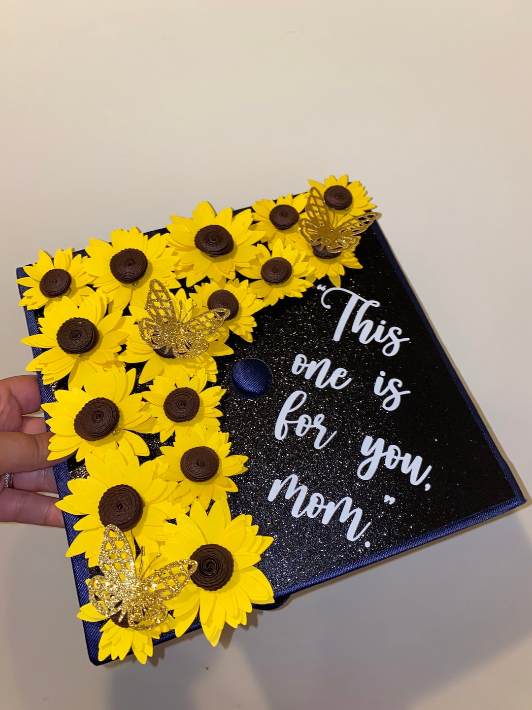Graduation Cap Topper With 3D Sunflowers and Butterflies | Graduation ...