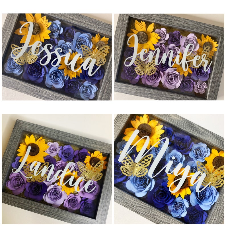 Personalized Shadow Box Paper Flower Shadow Box Gift for | Etsy
