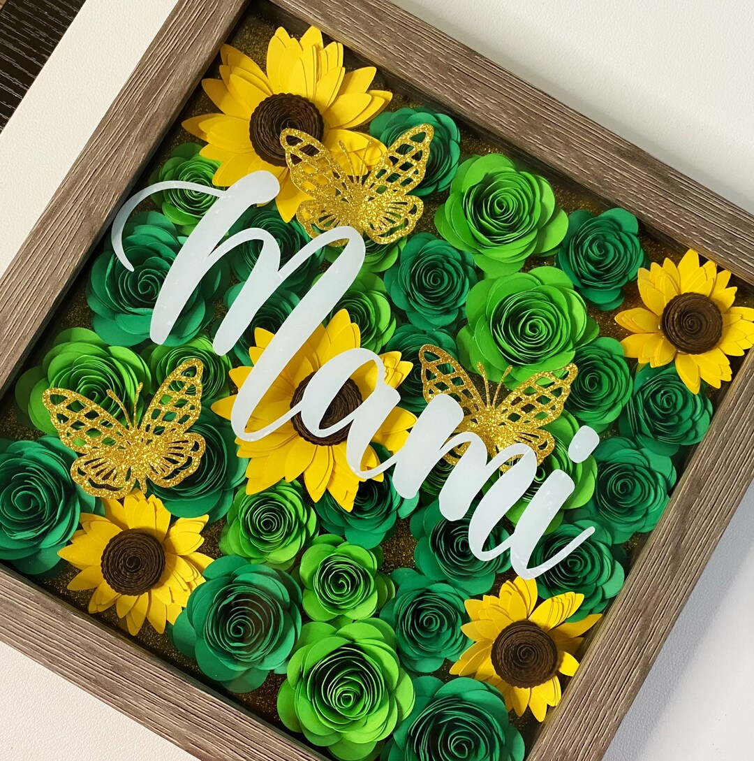 Personalized Shadow Box | Paper Flower Shadow Box | Gift for Mom ...