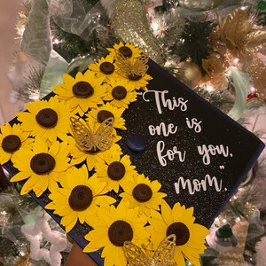 Graduation Cap Topper With 3D Sunflowers and Butterflies | Graduation ...