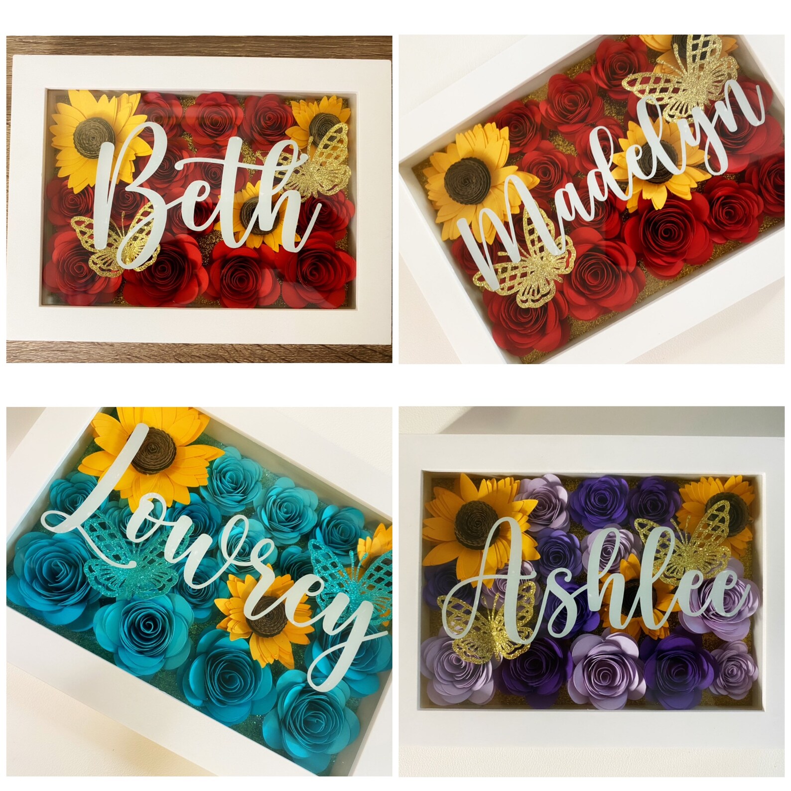 Personalized Shadow Box Paper Flower Shadow Box Gift for | Etsy