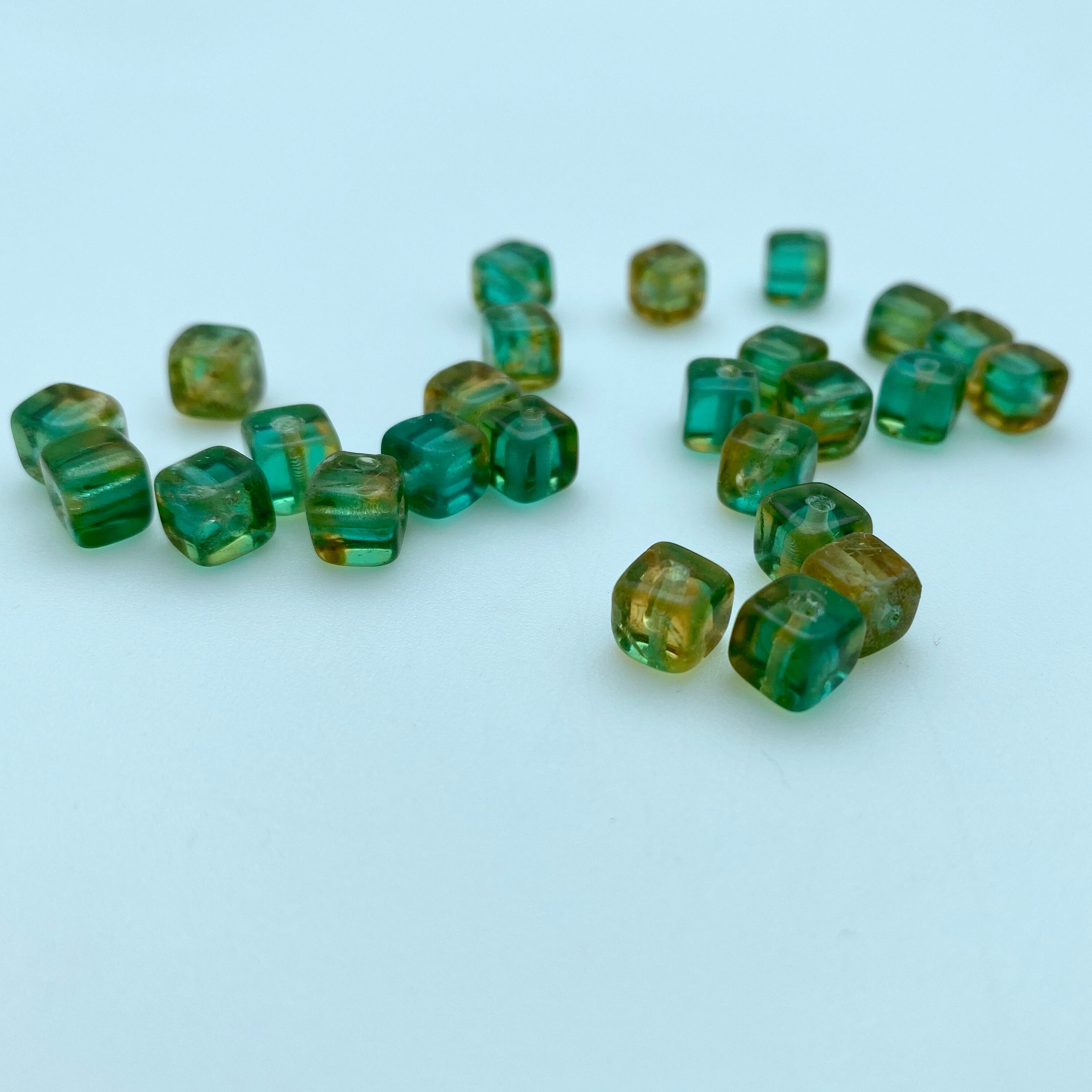 Translucent Teal & Honey Color Cube Glass Beads 6mm GCG9 - Etsy