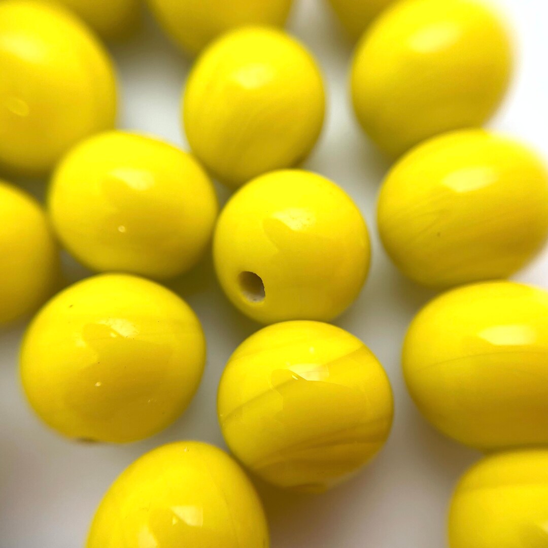 Vintage 1950's Orion Brand Yellow Round Japanese Glass Beads (8.5mm/9 ...