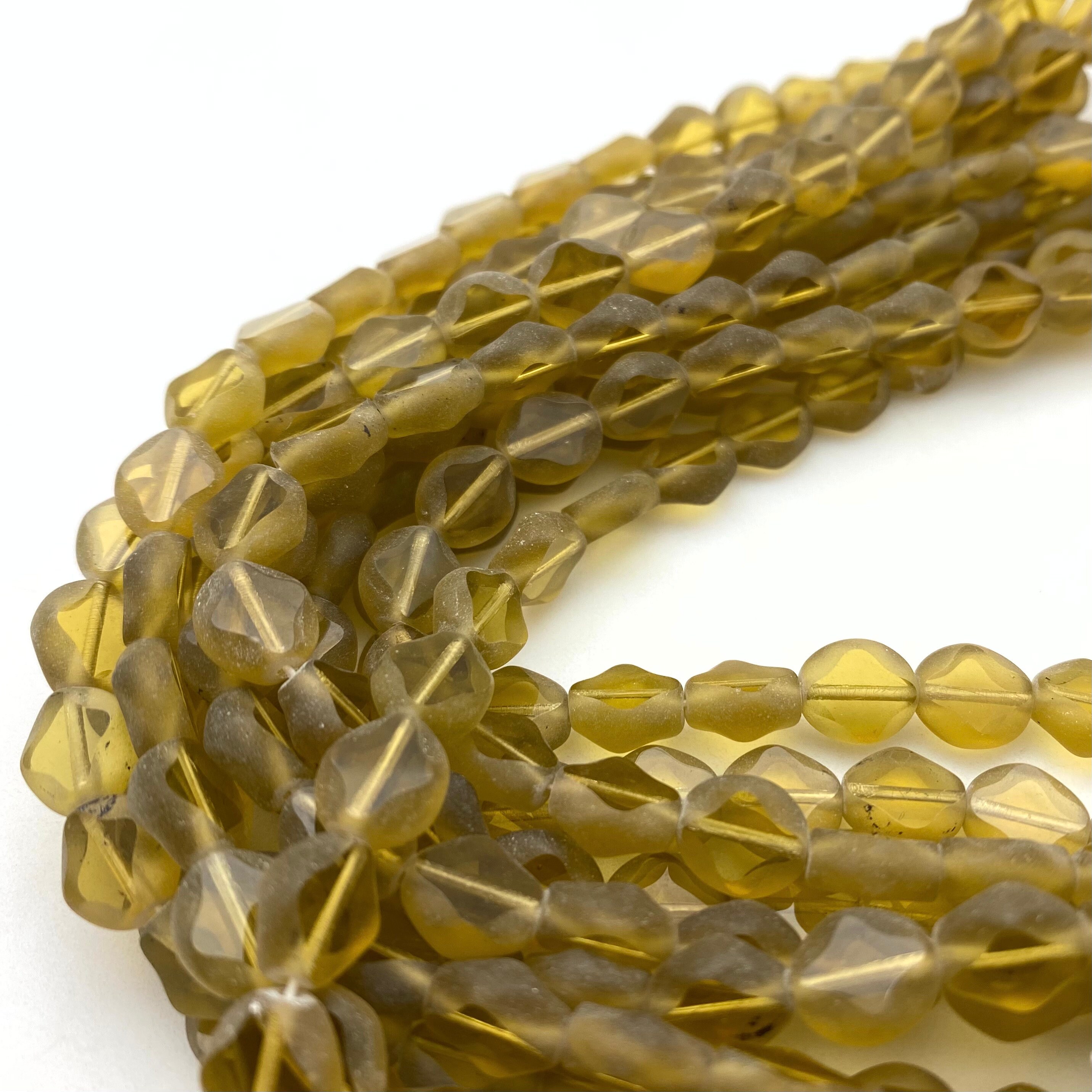 Olive Green Frosted Translucent Oval Table Cut Czech Glass | Etsy