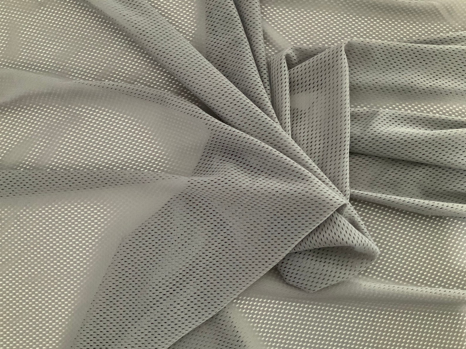 Silver Sport Mesh Knit Fabric 100% Polyester, Sport Fabric, Football ...