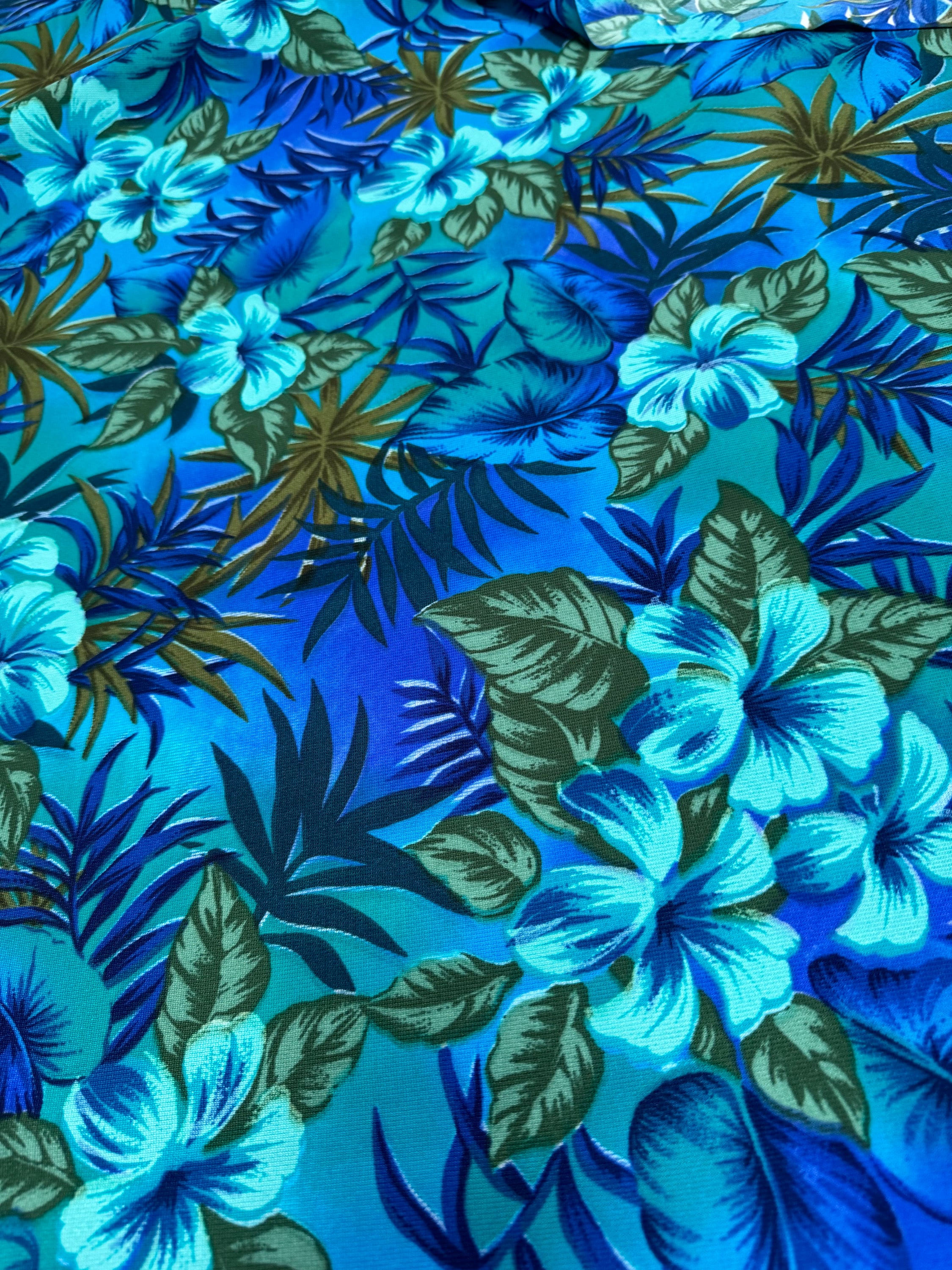 Vintage Blue Green Floral Stretch Fabric Bikini, Beach Wear, Swimsuit ...