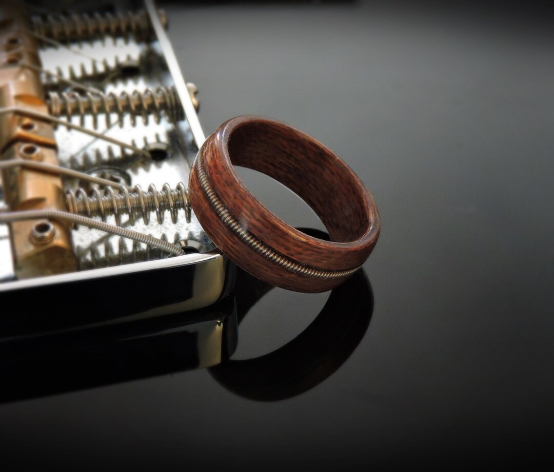 Handmade Guitar String Ring. Bentwood Ring Mahogany With Guitar String ...
