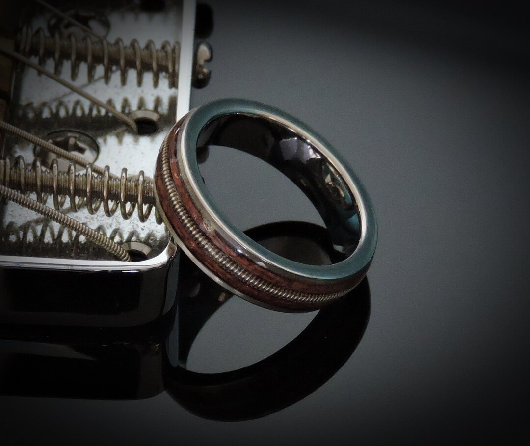 Guitar String Ring - Bespoke Wooden Handmade Titanium Ring - Bentwood ...