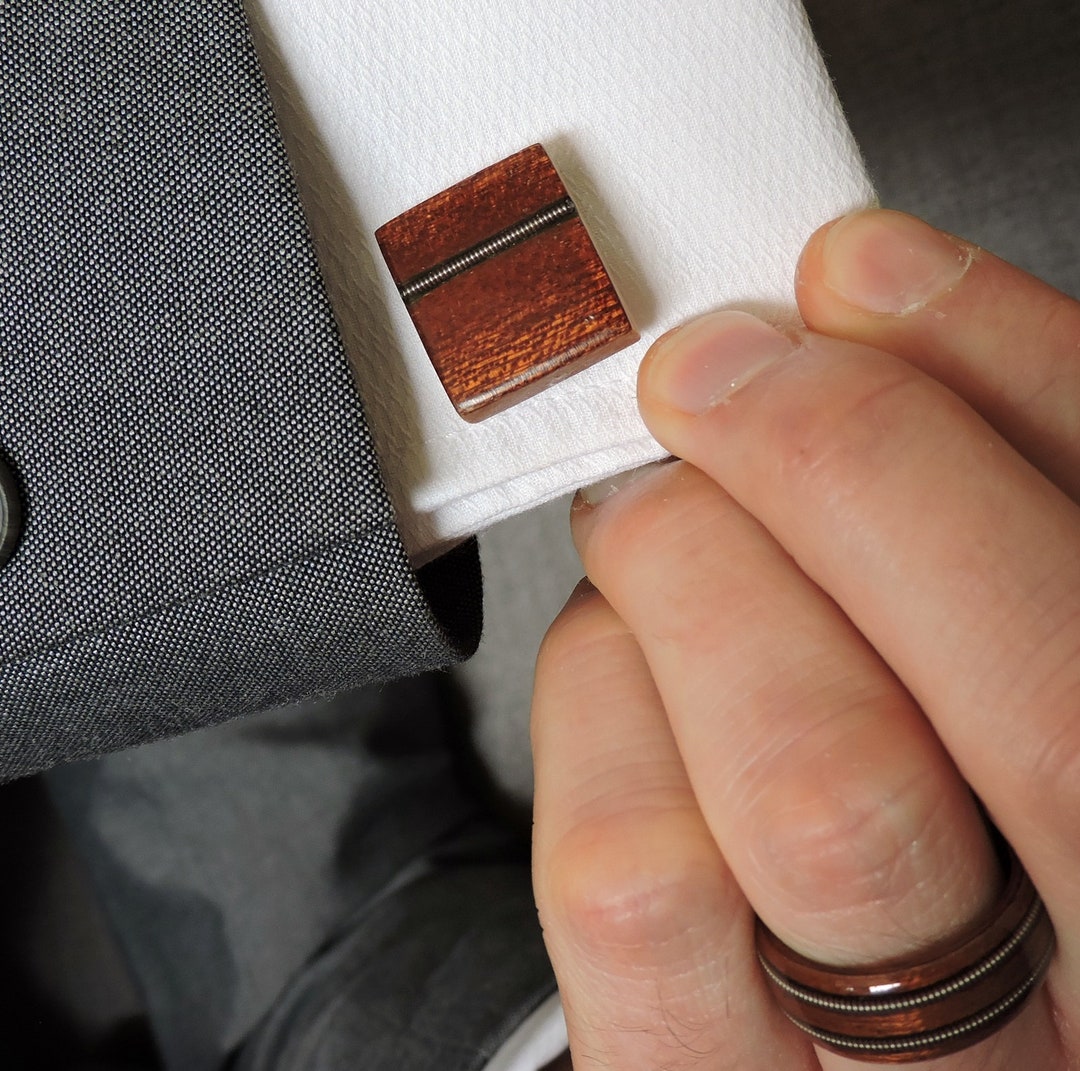 The Guitarist Mahogany Cufflinks Handmade Wooden Guitar String Cuff ...