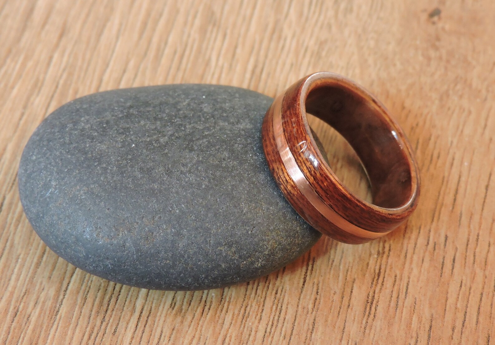 Handmade Walnut Burl and Mahogany Wood Ring With Copper Inlay. the ...