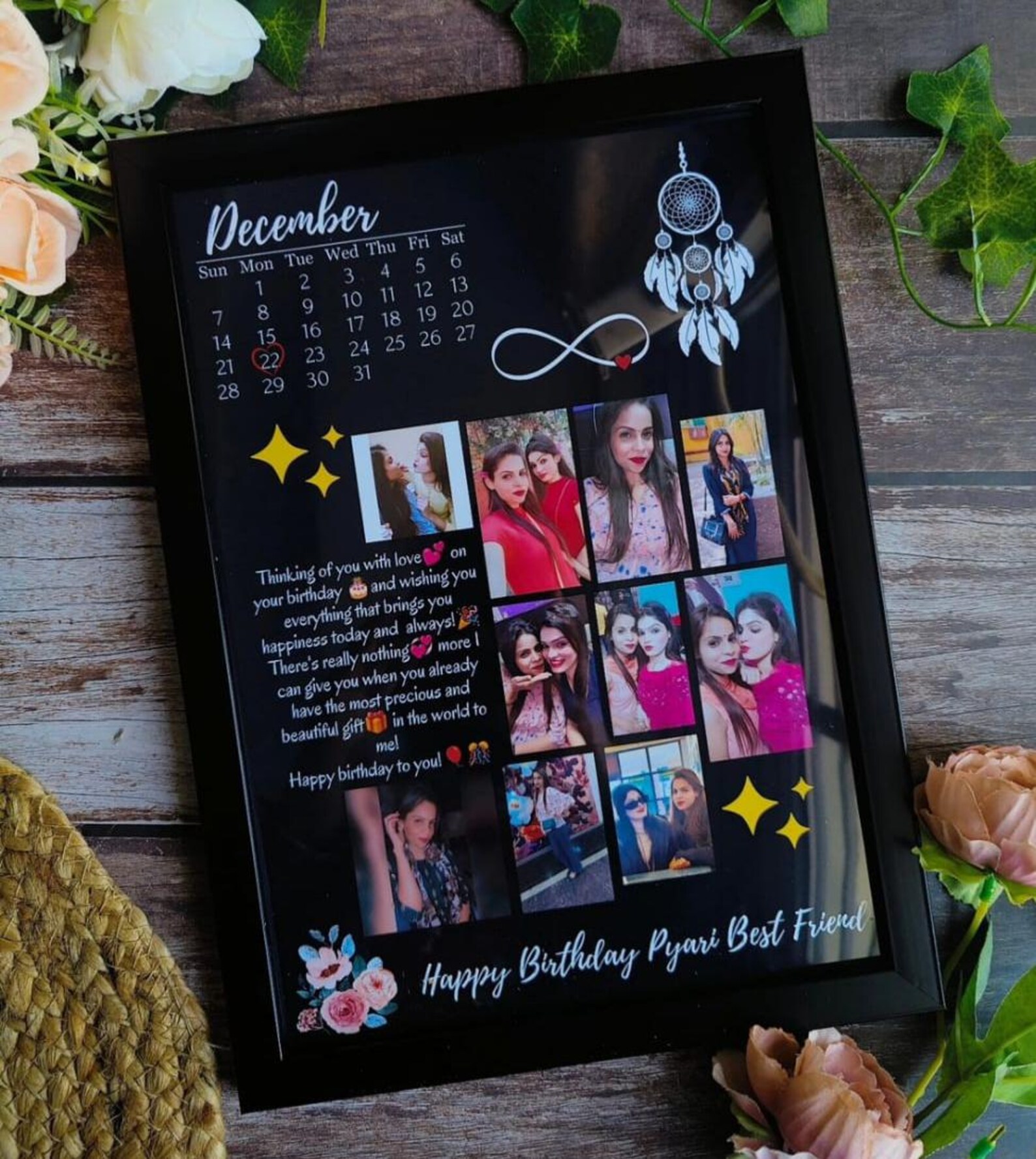Personalized Photo Calendar Gift Frame Custom Picture Collage With Date ...