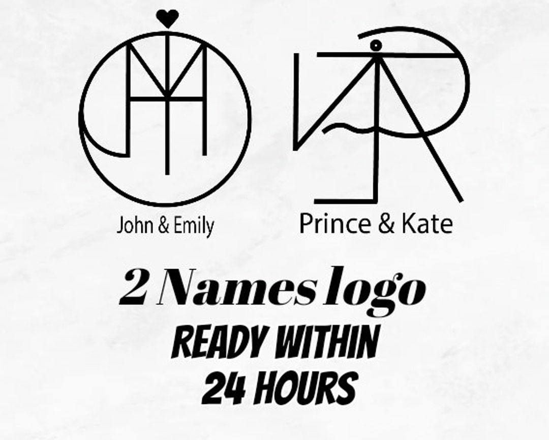Custom Name Logo Design for Tattoo, Couple Tattoo Monogram 2 Name Logo ...