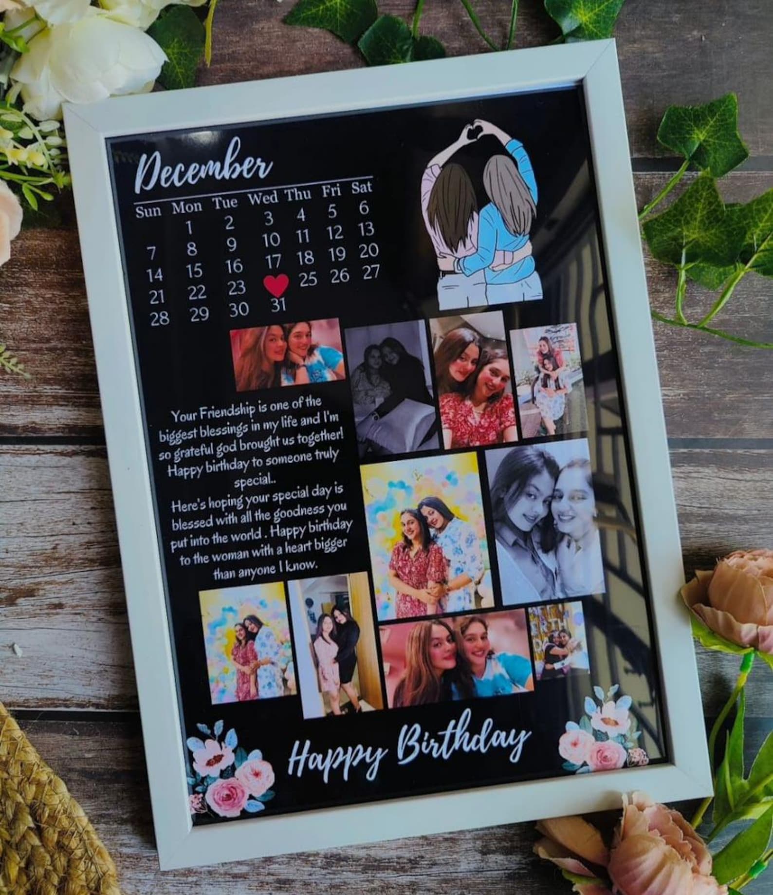 Personalized Photo Calendar Gift Frame Custom Picture Collage With Date ...