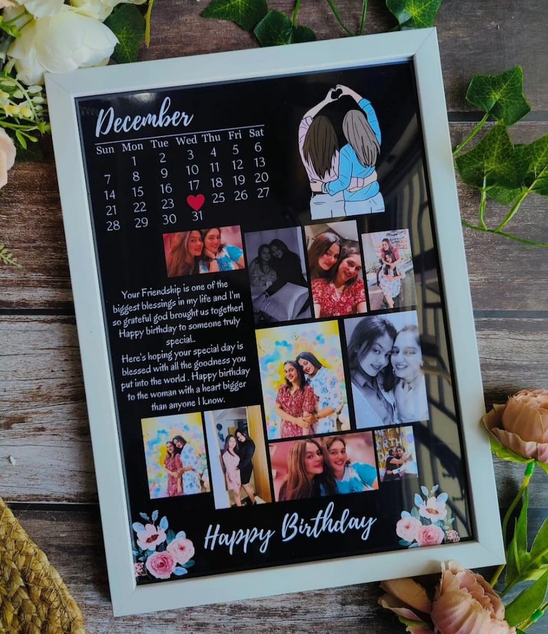 Personalized Photo Calendar Gift Frame Custom Picture Collage With Date ...