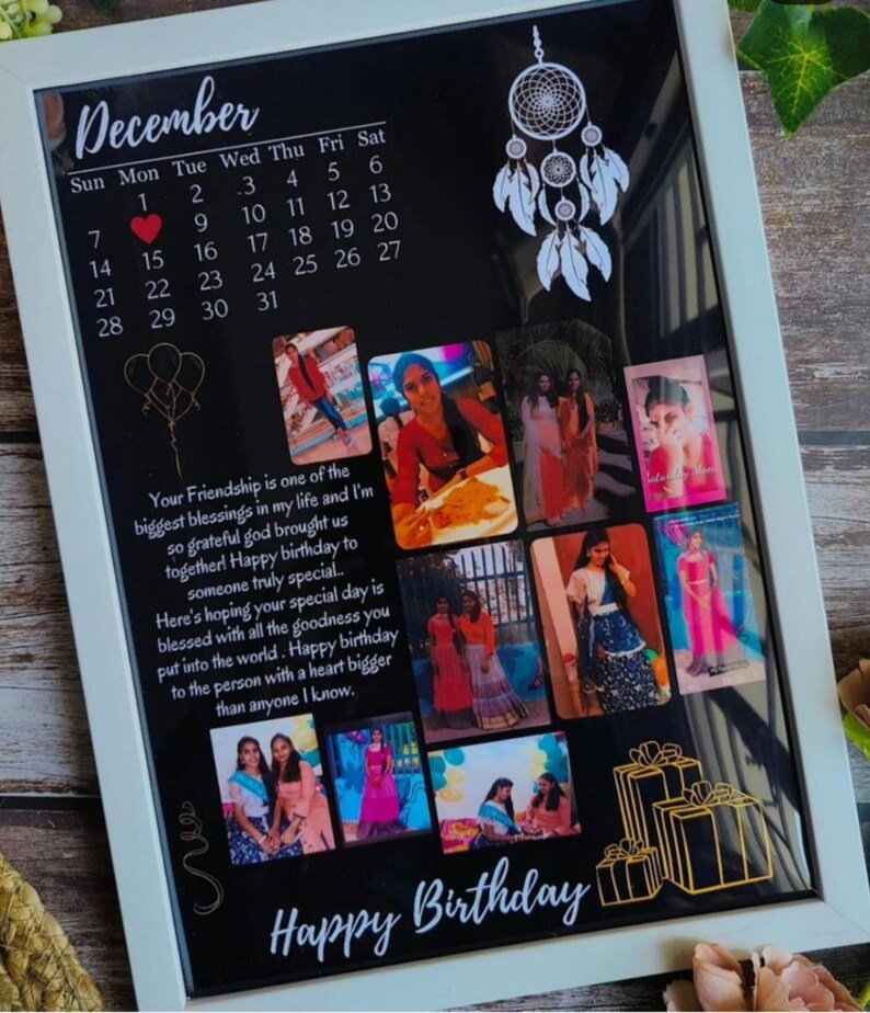Personalized Photo Calendar Gift Frame Custom Picture Collage With Date ...