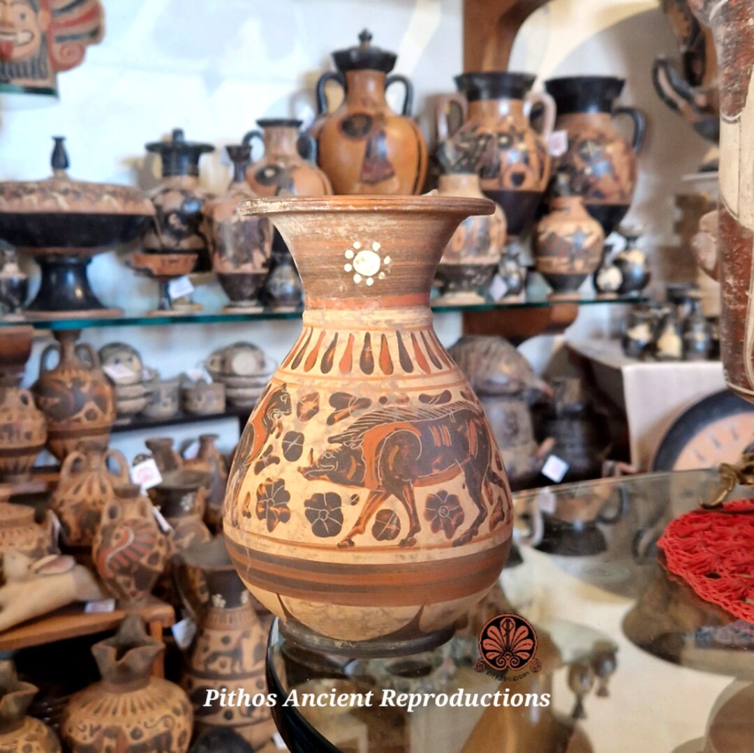 Reproduction of Olpe Corinthian Black-figure Vase. Height 19.6 Cm. - Etsy