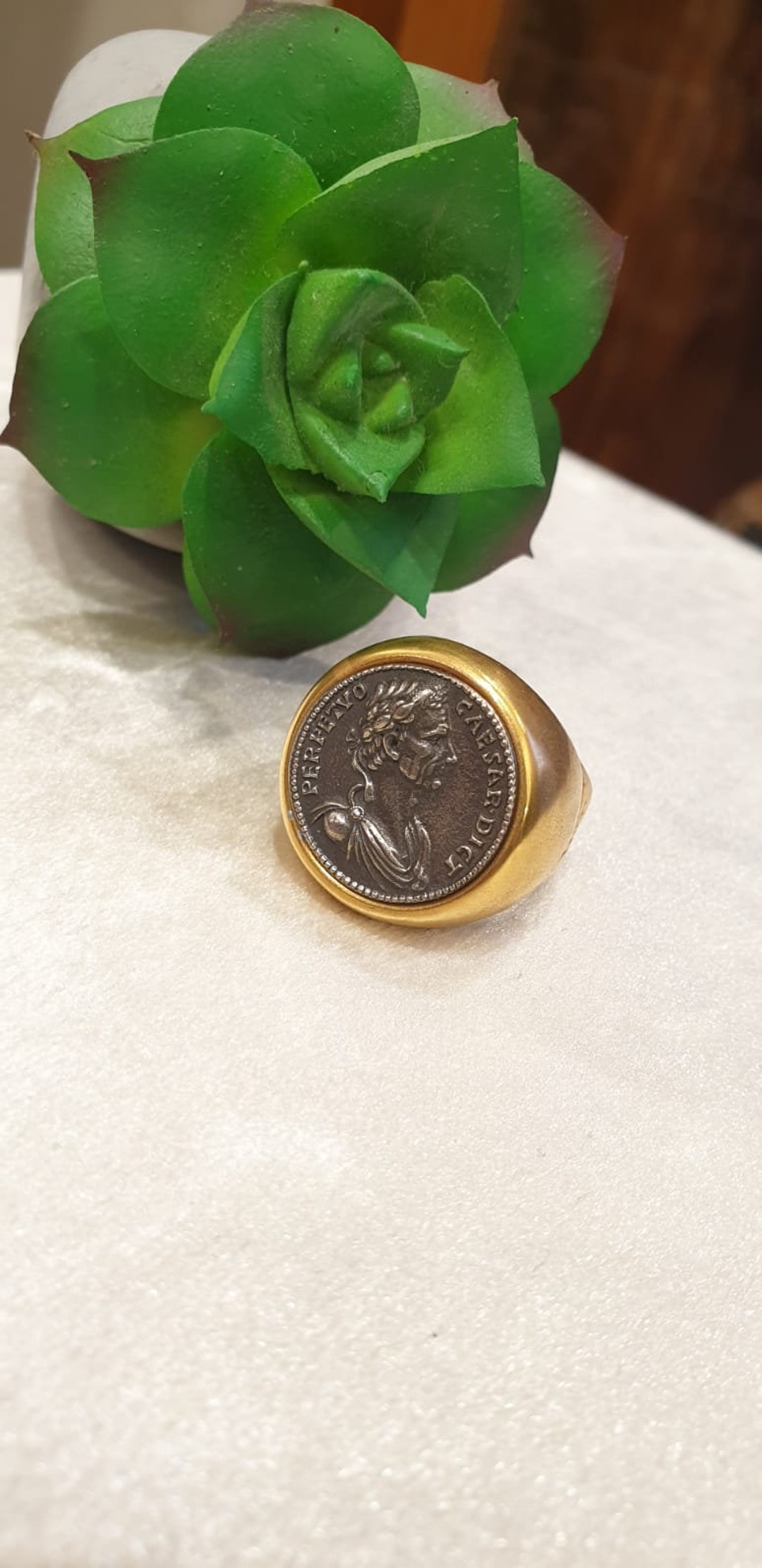 Handcrafted Ring in Gold Wet Brass. Coin of Julius Caesar Set - Etsy
