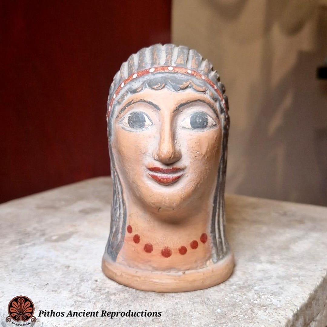 Miniature Reproduction of an Etruscan Woman's Face. Made Using the Same ...
