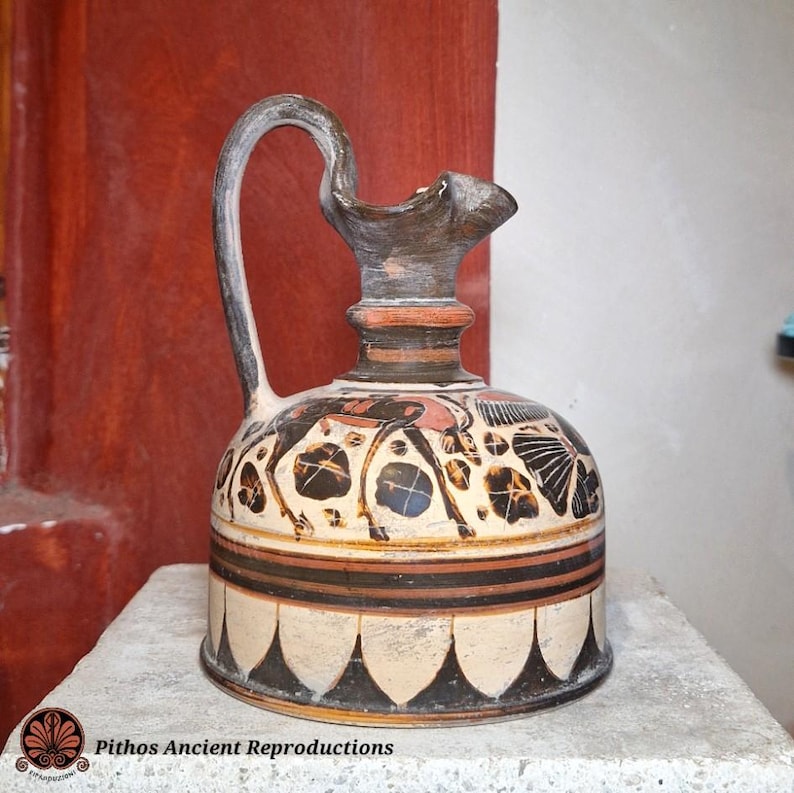Reproduction of an Etruscan Corinthian Black-figure Trilobed Oinochoe ...