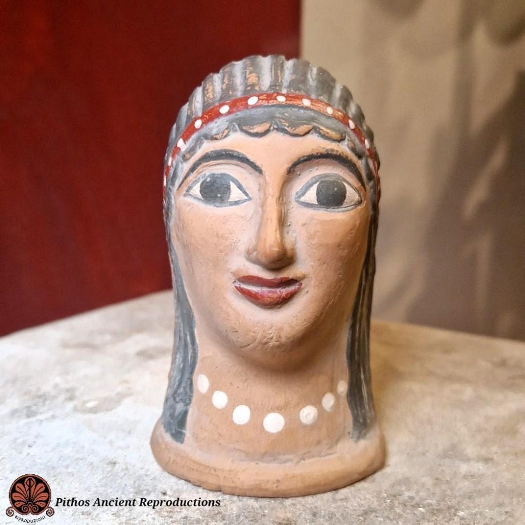 Miniature Reproduction of an Etruscan Woman's Face. Made Using the Same ...