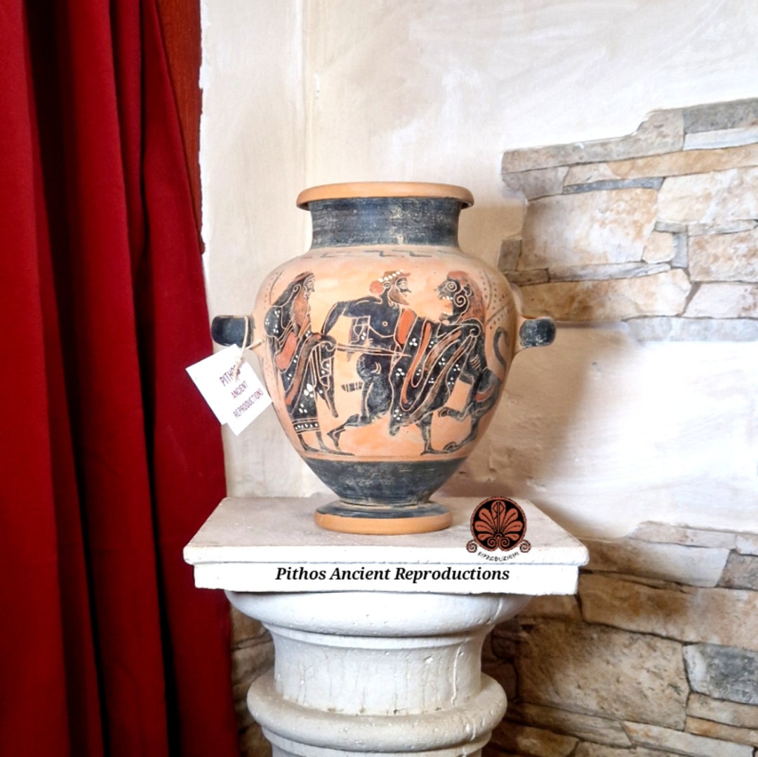 Reproduction of Attic Black-figure Stamnos Vase. Height 20.5 Cm. - Etsy