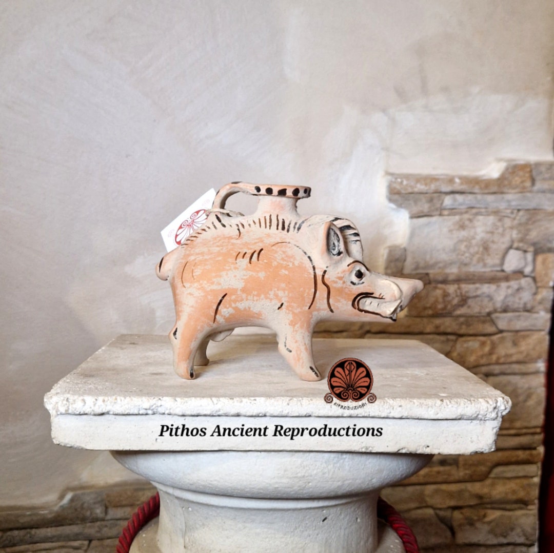 Reproduction Aryballos Vase in the Shape of a Boar, Made With the Same ...