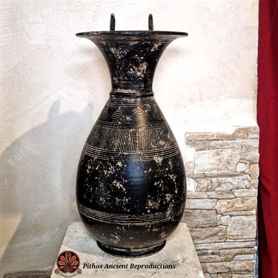 Reproduction of an Etruscan Olpe Vase in Graffito Bucchero. Made Using ...