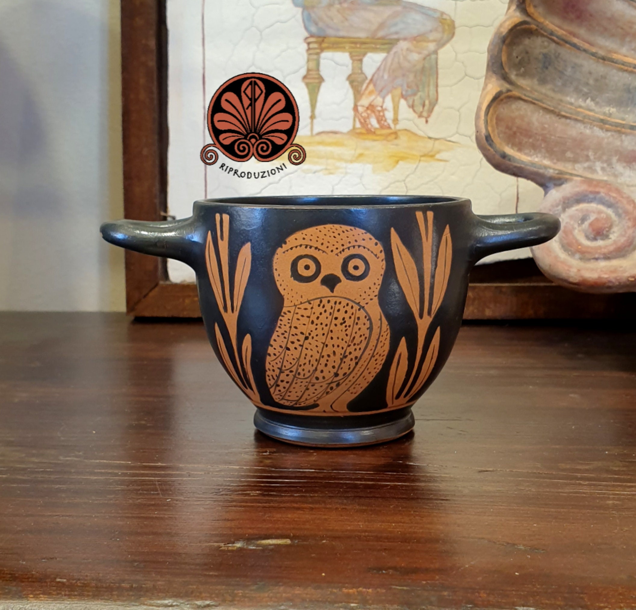 Reproduction of skyphos vase with red figures decorated with | Etsy