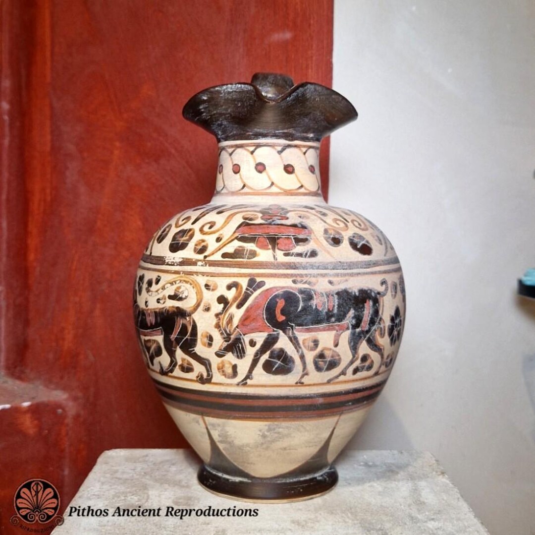 Reproduction of an Etruscan-corinthian Black-figure Trilobed Oinochoe ...