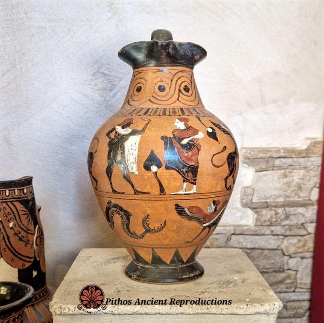 Reproduction of a Pontic-style Black-figure Trilobate Oinochoe Vase ...