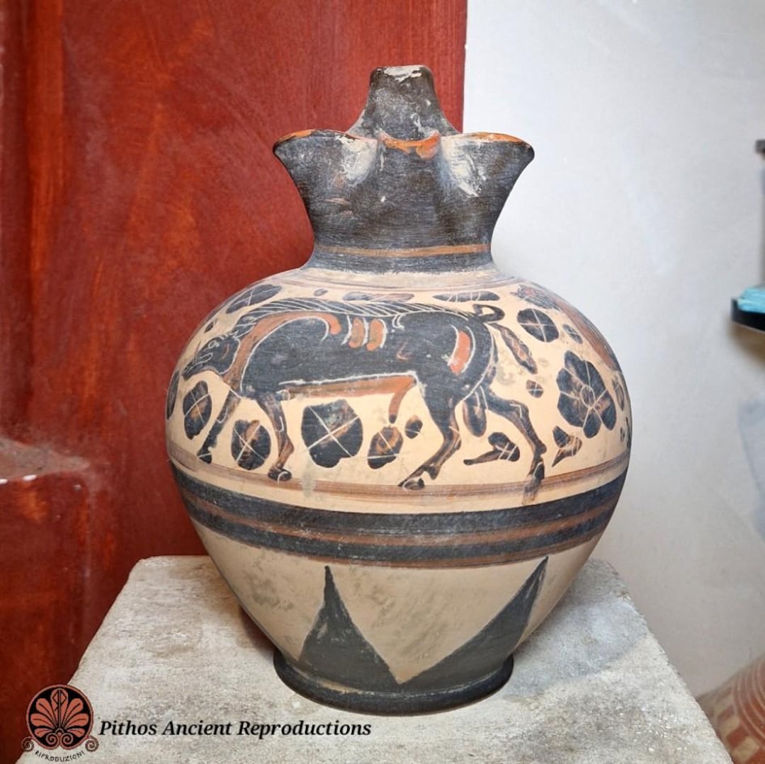 Reproduction of an Etruscan-corinthian Black-figure Trilobed Oinochoe ...