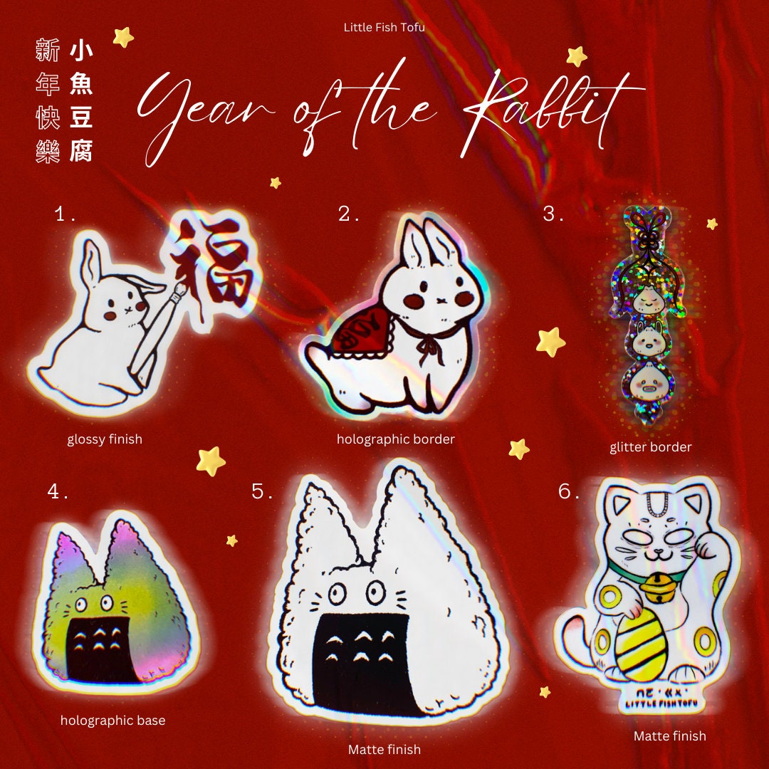 Year of the Rabbit 2023 - Lunar New Year Stickers: Fortune Rabbits ...