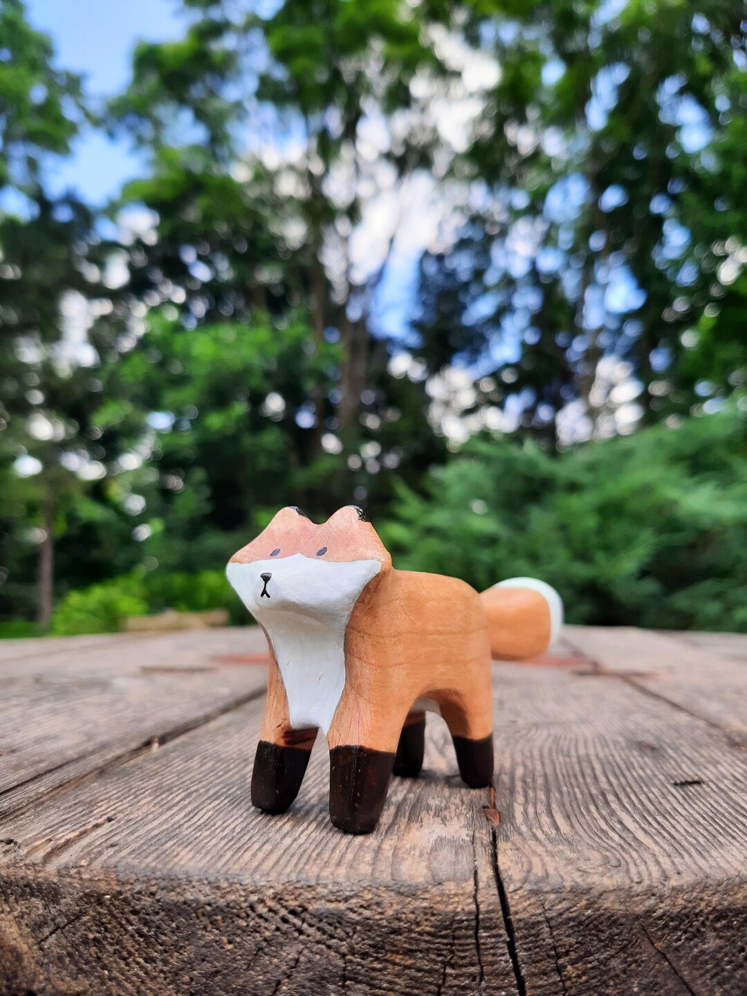 Red Fox, Solid Cherry Wood, Hand Painted, Figurine, Toy. - Etsy