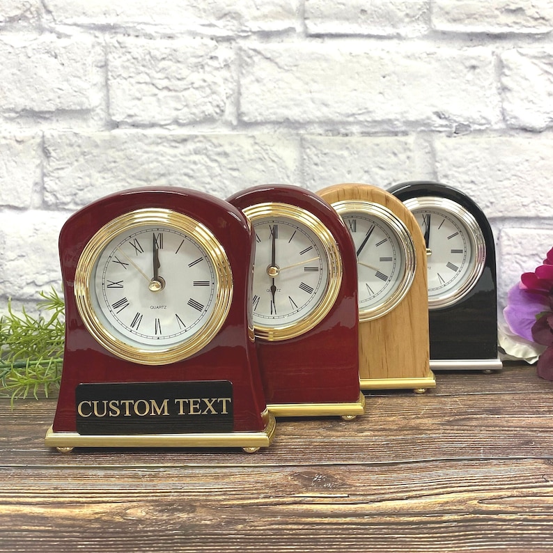 Engraved Wood Desk Clock - Personalized - Etsy
