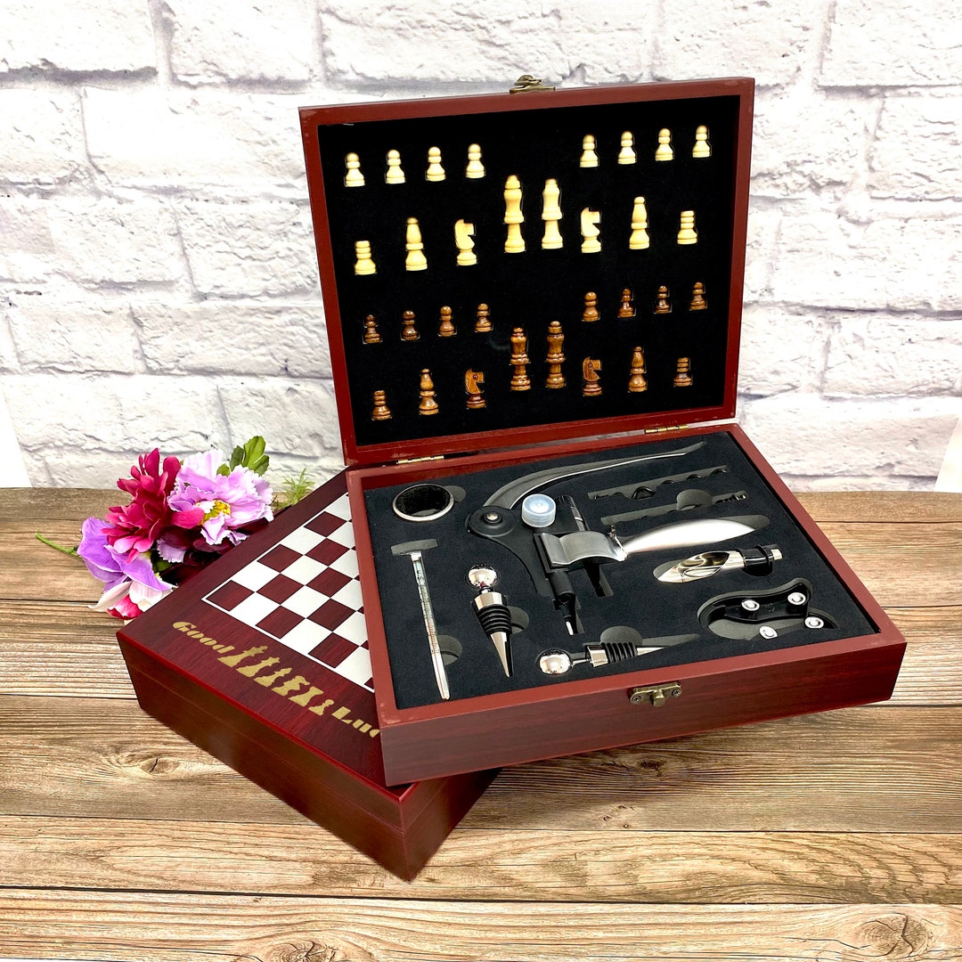 Wooden Chess Set Board Personalized Gift for Father Brother Son ...