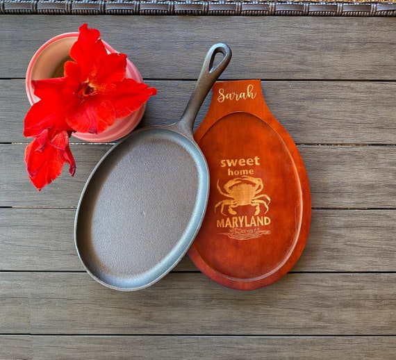 Personalized Oval Pine Wood Underliner for Cast Iron Skillet - Etsy