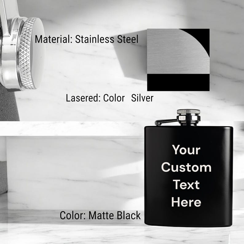 Personalized Flask Gift Name Design Company Text - Etsy