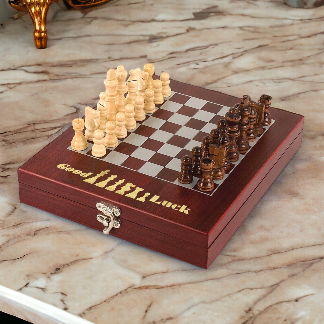 Personalized Chess Set Box Rosewood Finish Gift for Birthday Wedding - Etsy