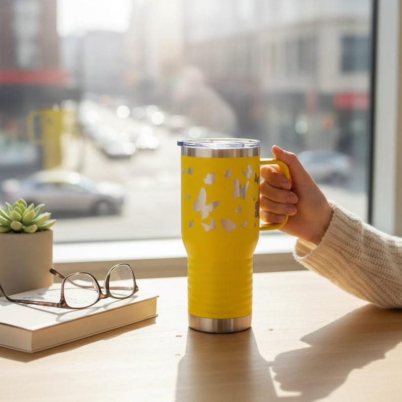Personalized Butterfly Tumbler With Handle Engraved - Etsy
