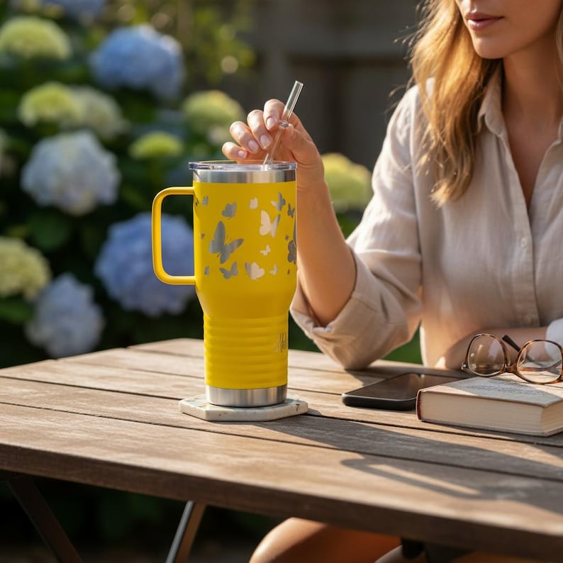 Personalized Butterfly Tumbler With Handle Engraved - Etsy