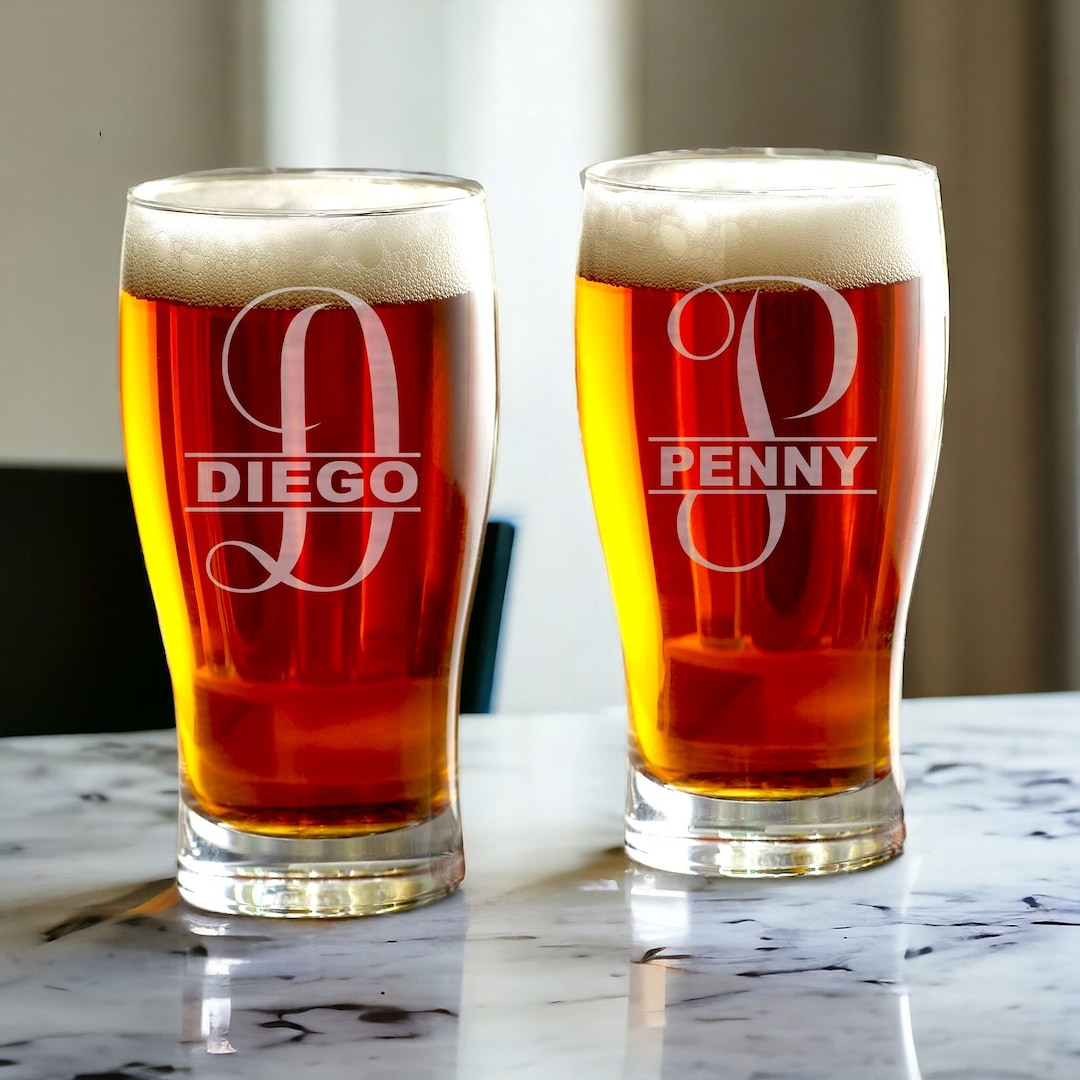 Custom Beer Glass Pub Engraved Monogram Custom Etching - Etsy