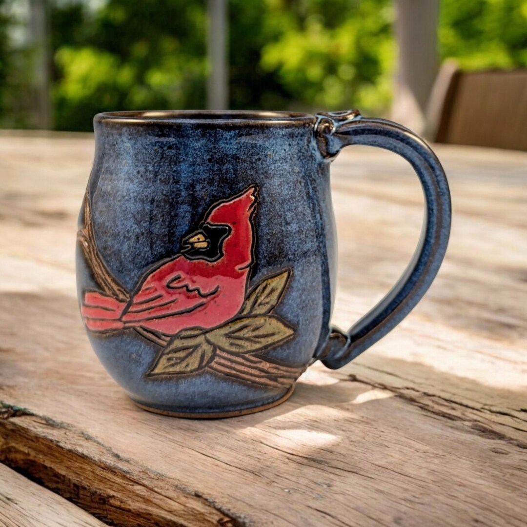 Cardinal Handmade Stoneware Pottery Mug - Etsy