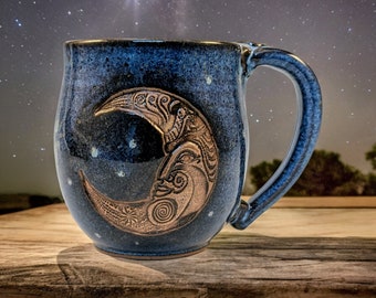 Hare & Moon Mug 16 Oz Crescent Moon Kitchen Witch Mug Unique Coffee Mug ...