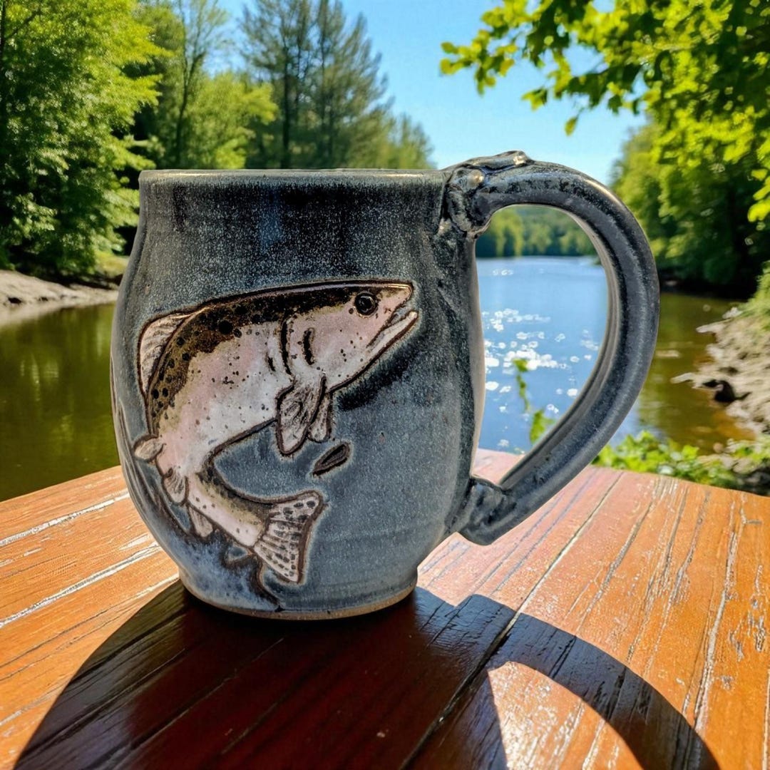 Trout Stoneware Pottery Mug - Etsy