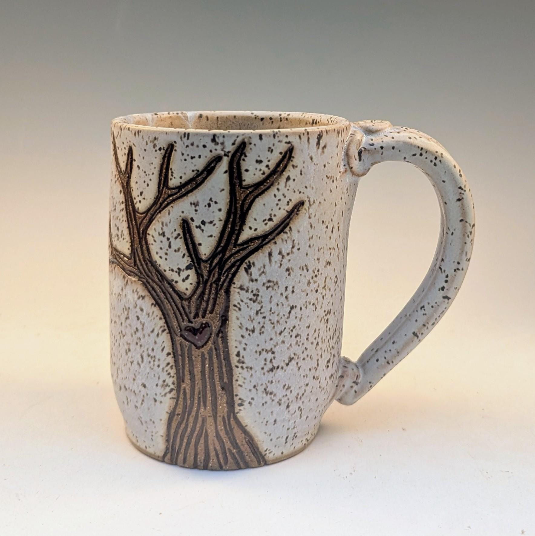 Tree Stoneware Pottery Mug in Matte White - Etsy