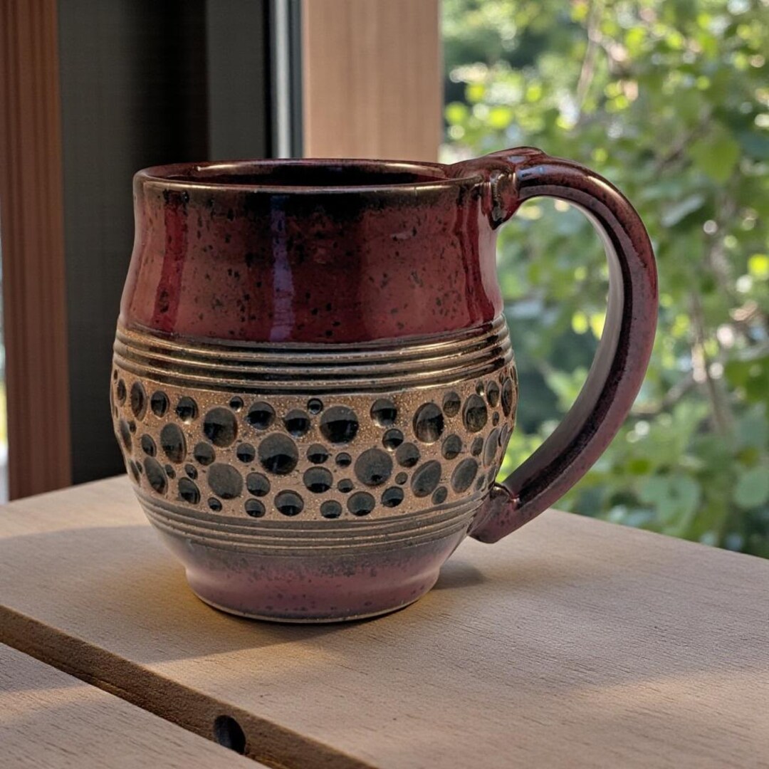 Full of Good Mojo Stoneware Pottery Mug in Merlot Red - Etsy