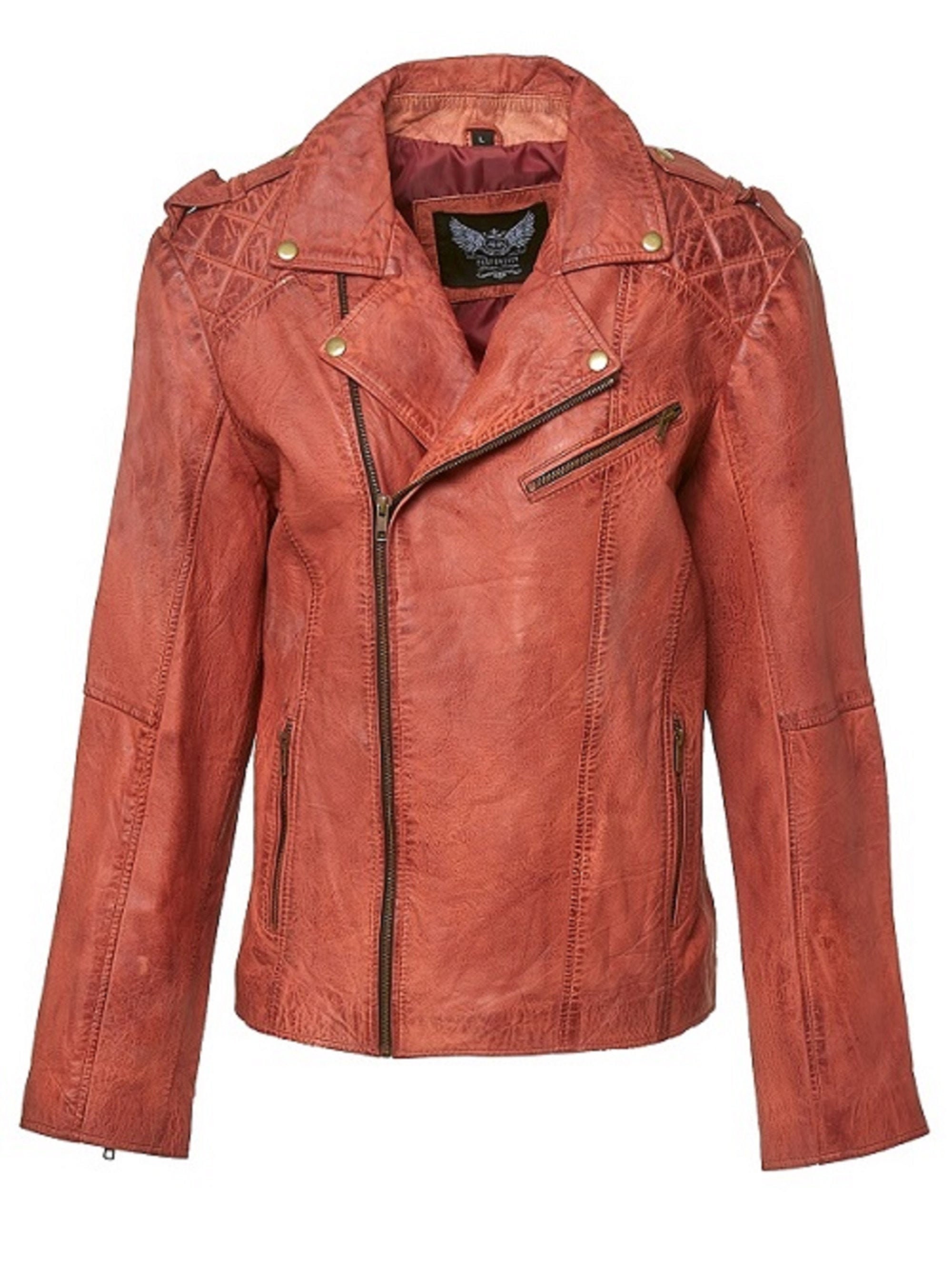 Tailored, Leather Jacket Brando Style Real Leather Hand Made - Etsy
