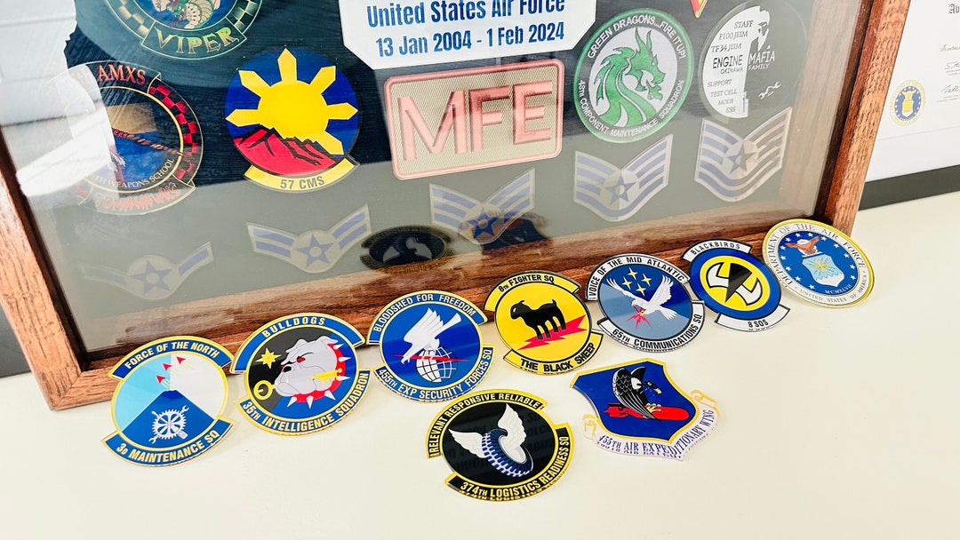 Military Patch, Rank, and Insignia, Ribbon Rack, Acrylic Shadow Box ...